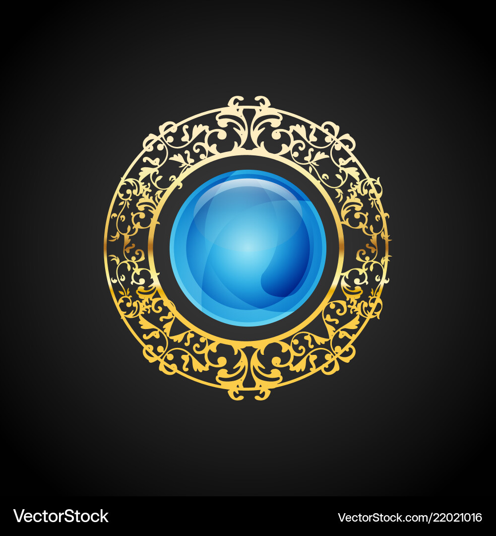 Blue emerald luxury jewelry emblem design Vector Image