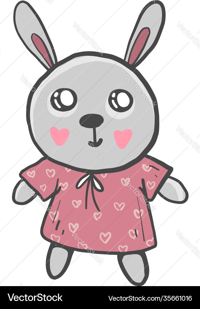 Bunny in a dress on white background Royalty Free Vector