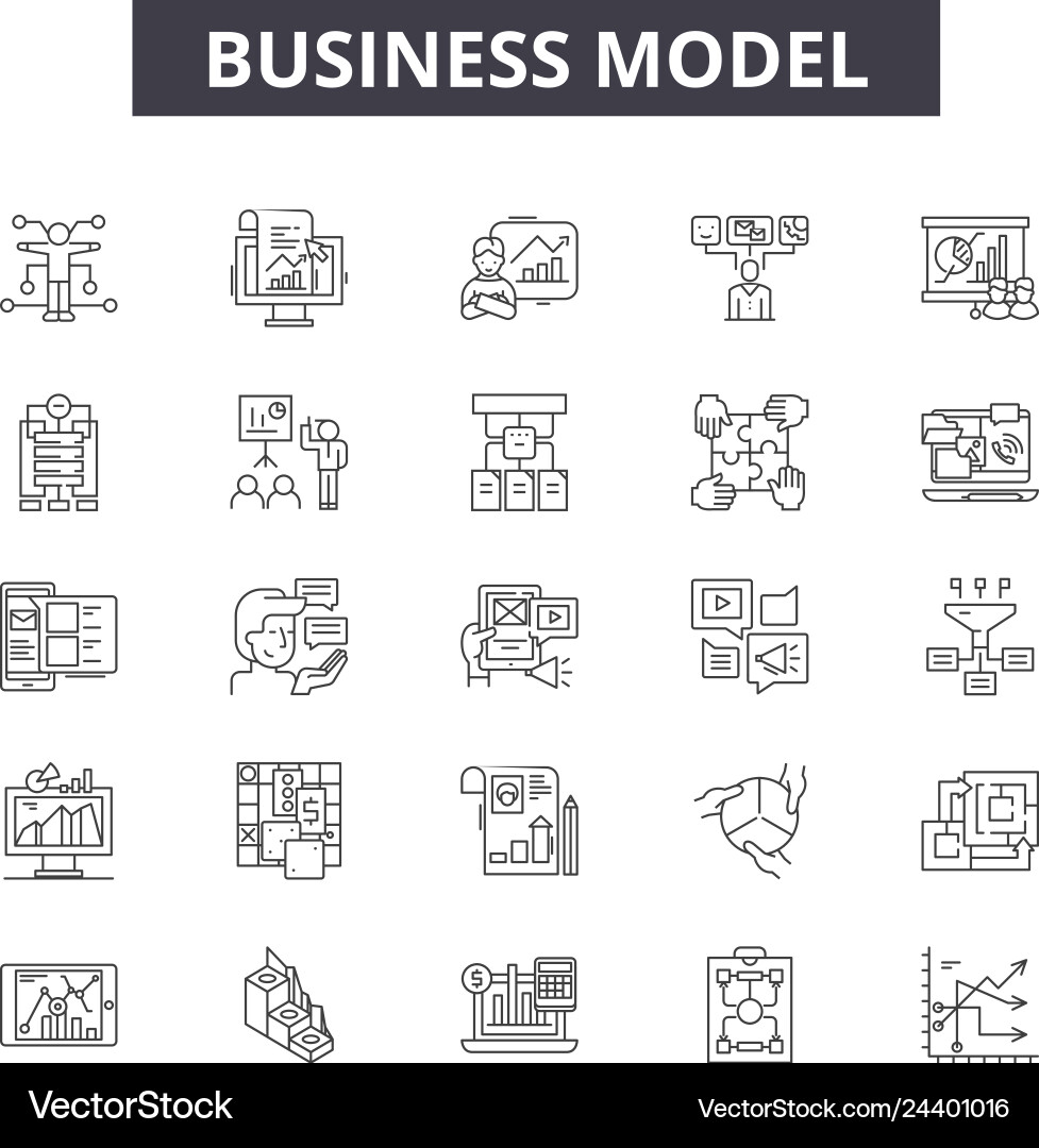 Business model line icons for web and mobile Vector Image