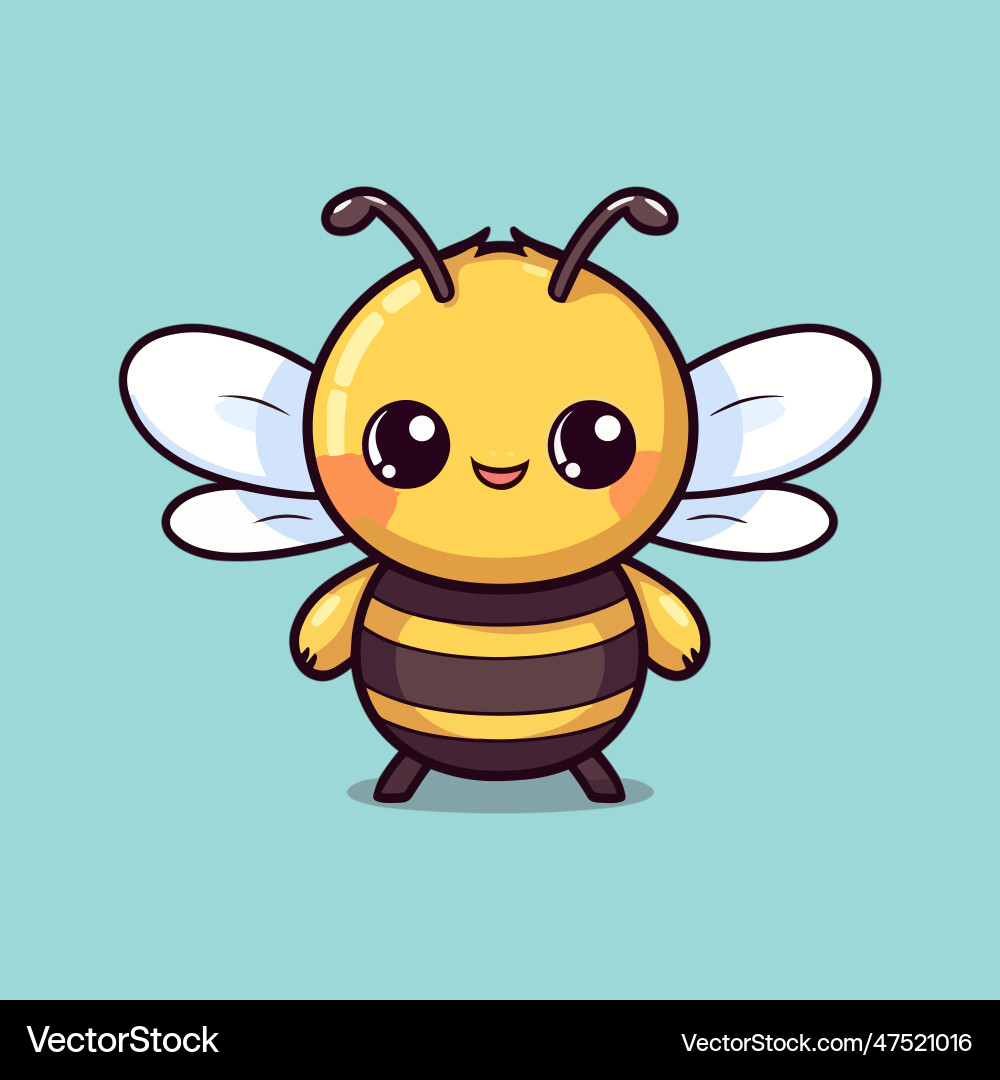 Cartoon kawaii anime bee Royalty Free Vector Image