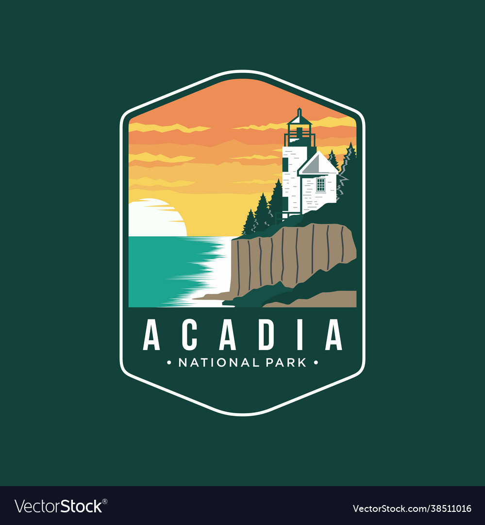 Emblem patch logo acadia Royalty Free Vector Image