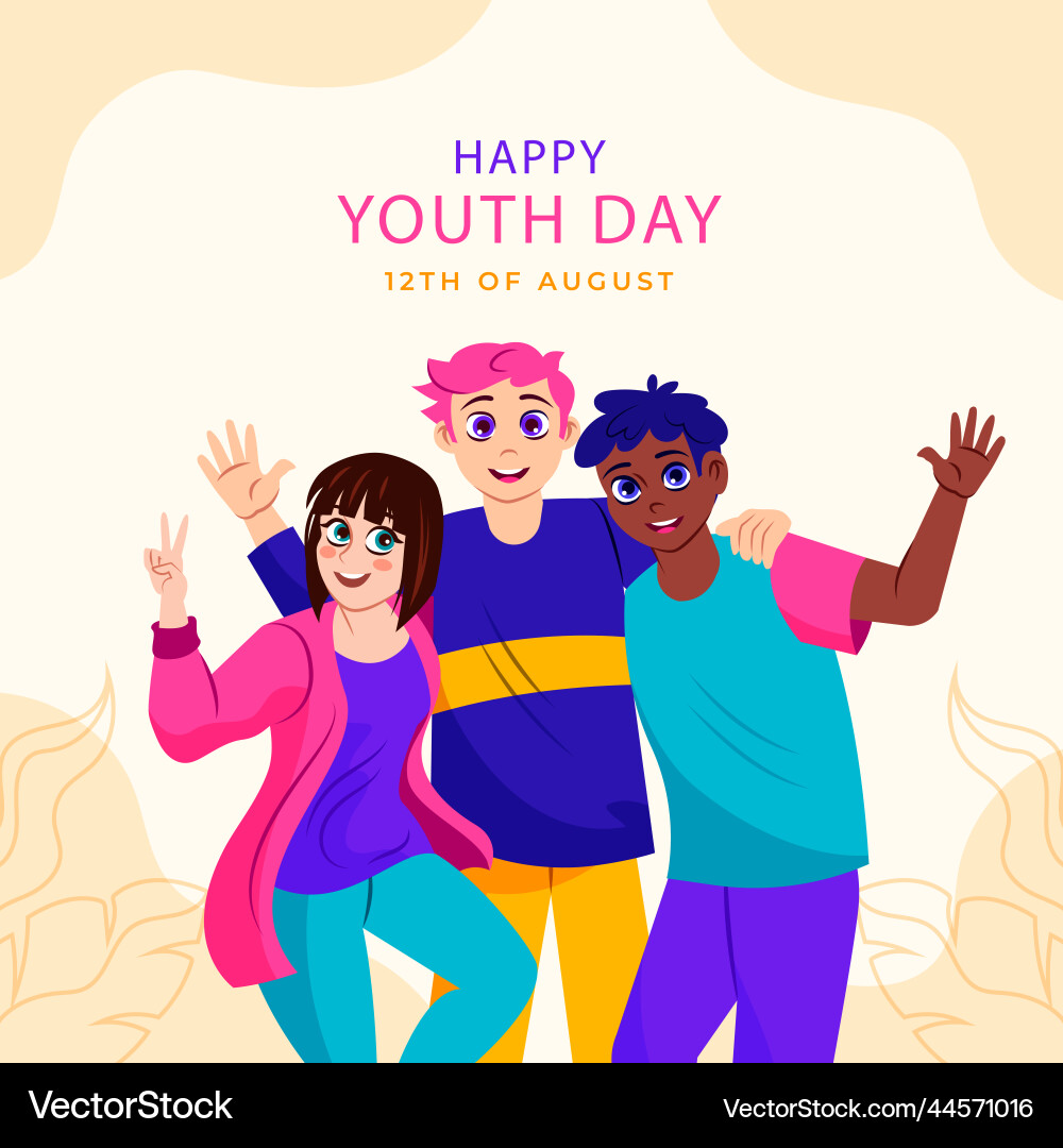 Flat for international youth day Royalty Free Vector Image