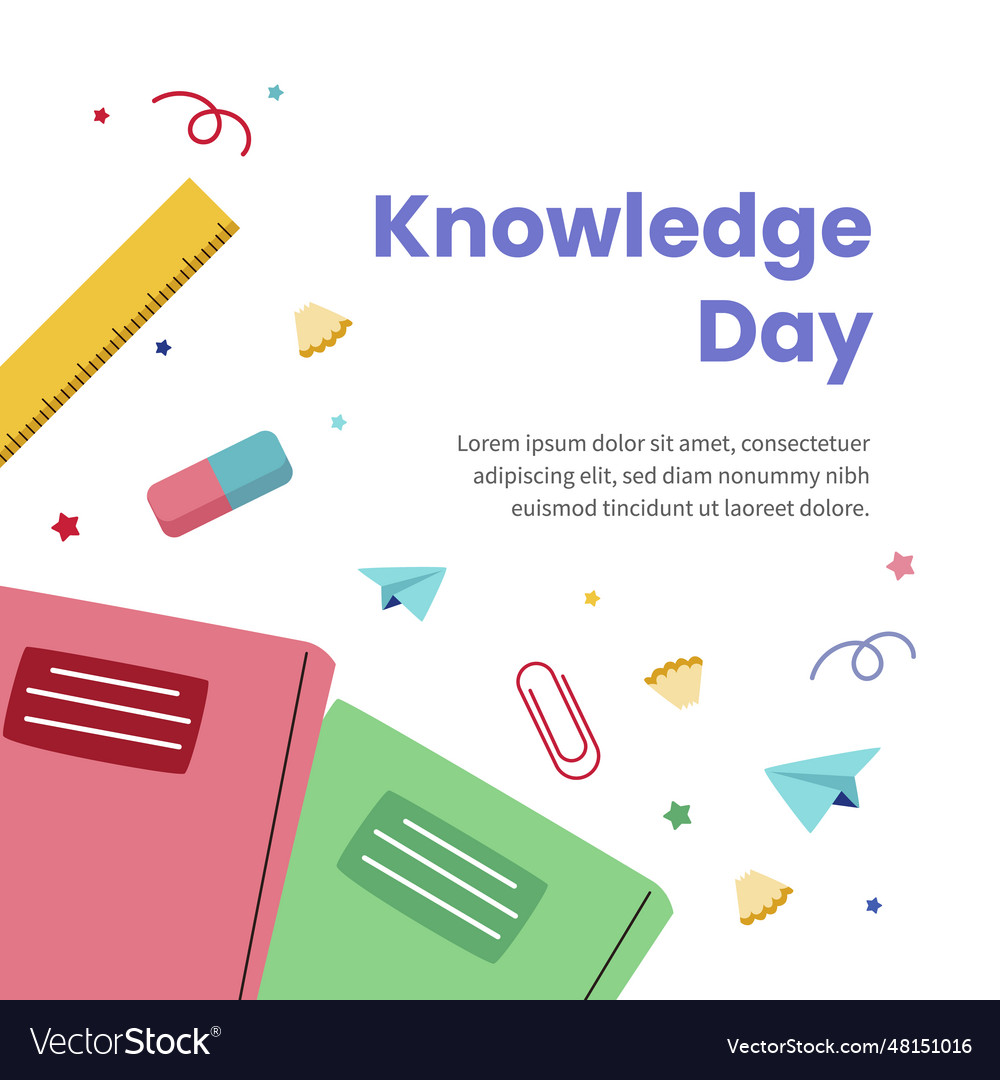 Flat posts set knowledge day celebration Vector Image