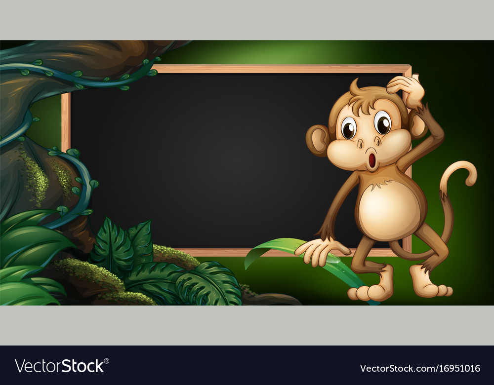 Frame template with monkey in wild Royalty Free Vector Image