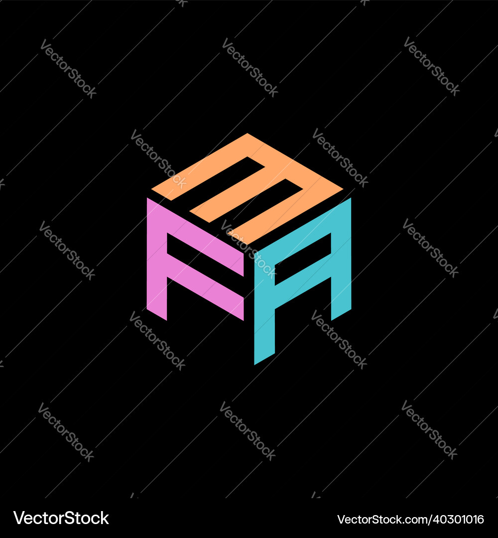 Hexagon logo with the letters mfh design Vector Image