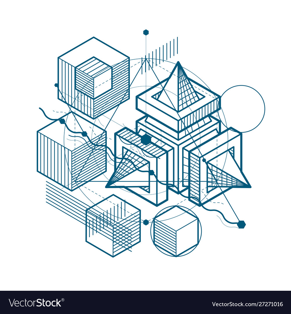 Isometric linear abstract background lined Vector Image