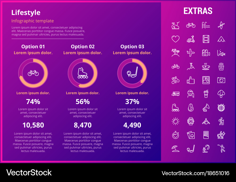 Lifestyle infographic template elements and icons Vector Image