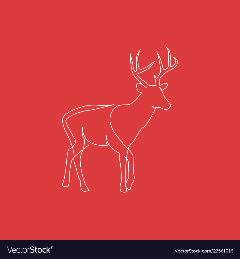 One continuous line drawing reindeer christmas Vector Image