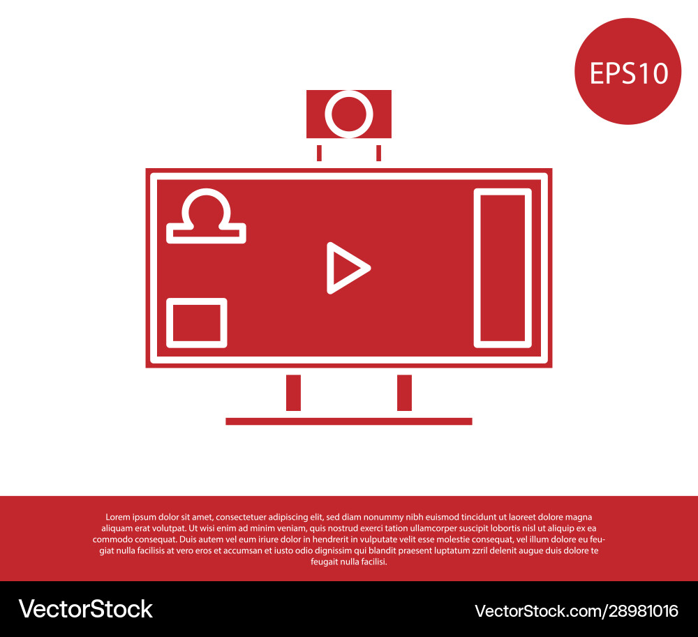 Red live streaming online videogame play icon Vector Image