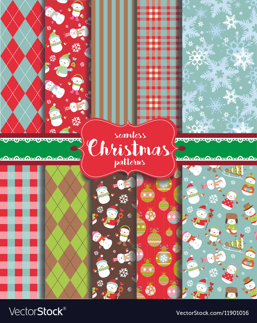 Set of christmas seamless backgrounds Royalty Free Vector