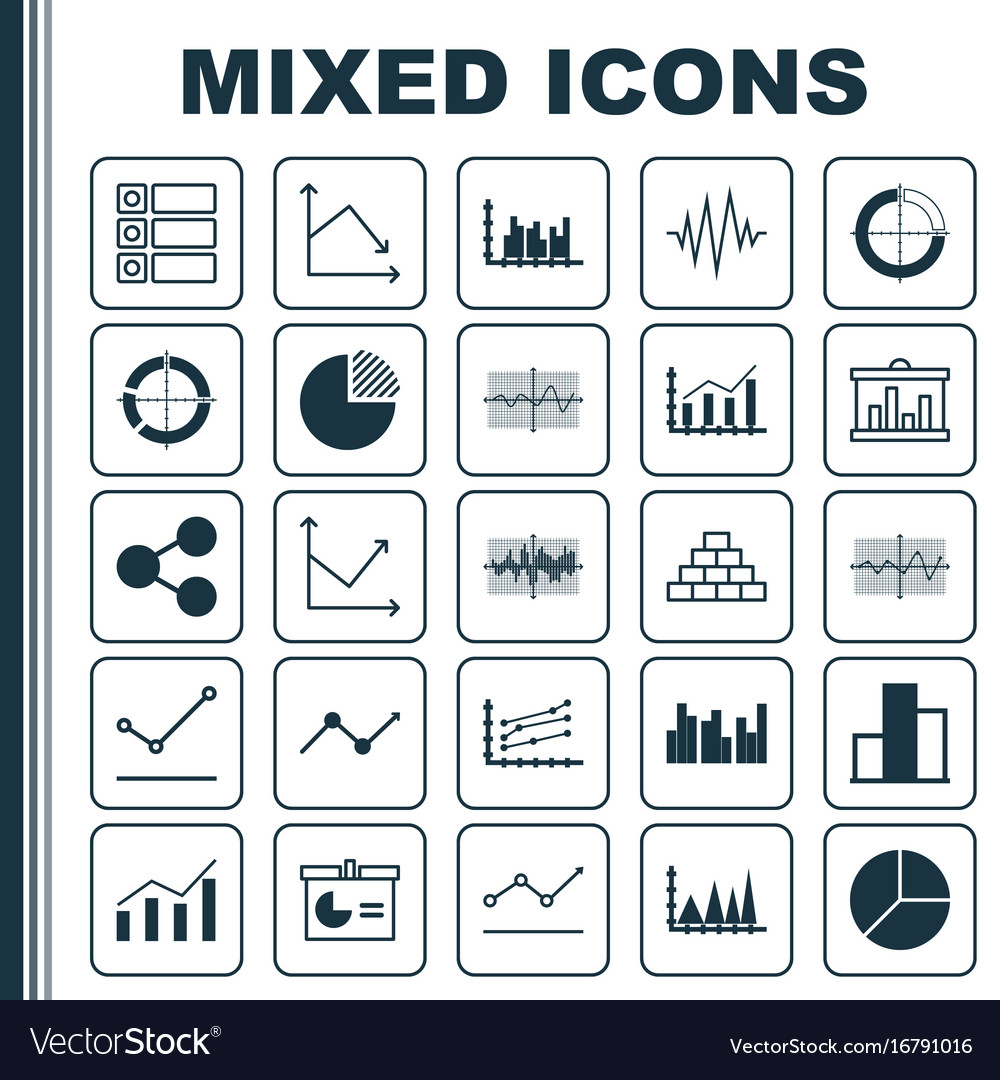 Set of graphs diagrams and statistics icons Vector Image