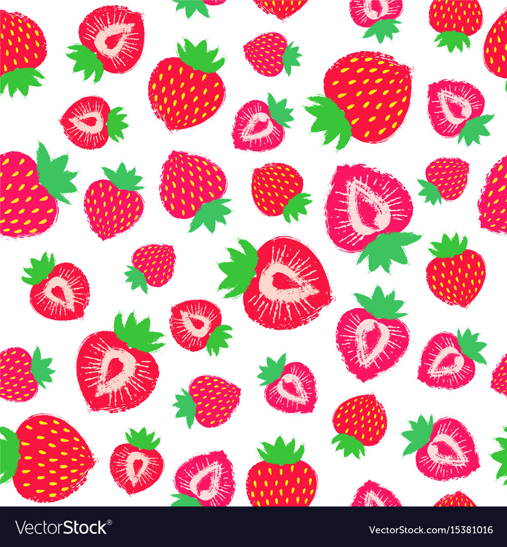 Strawberry background painted pattern Royalty Free Vector