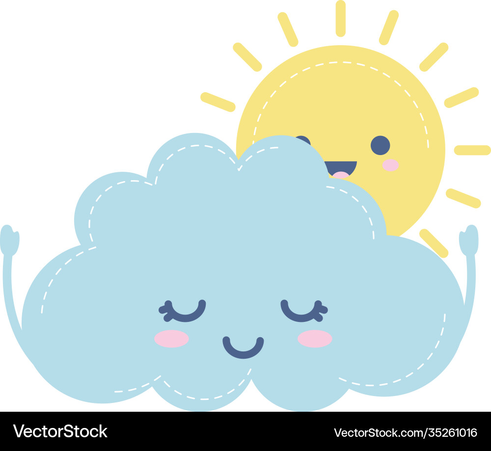 Weather icon an cloud with one shiny sun Vector Image