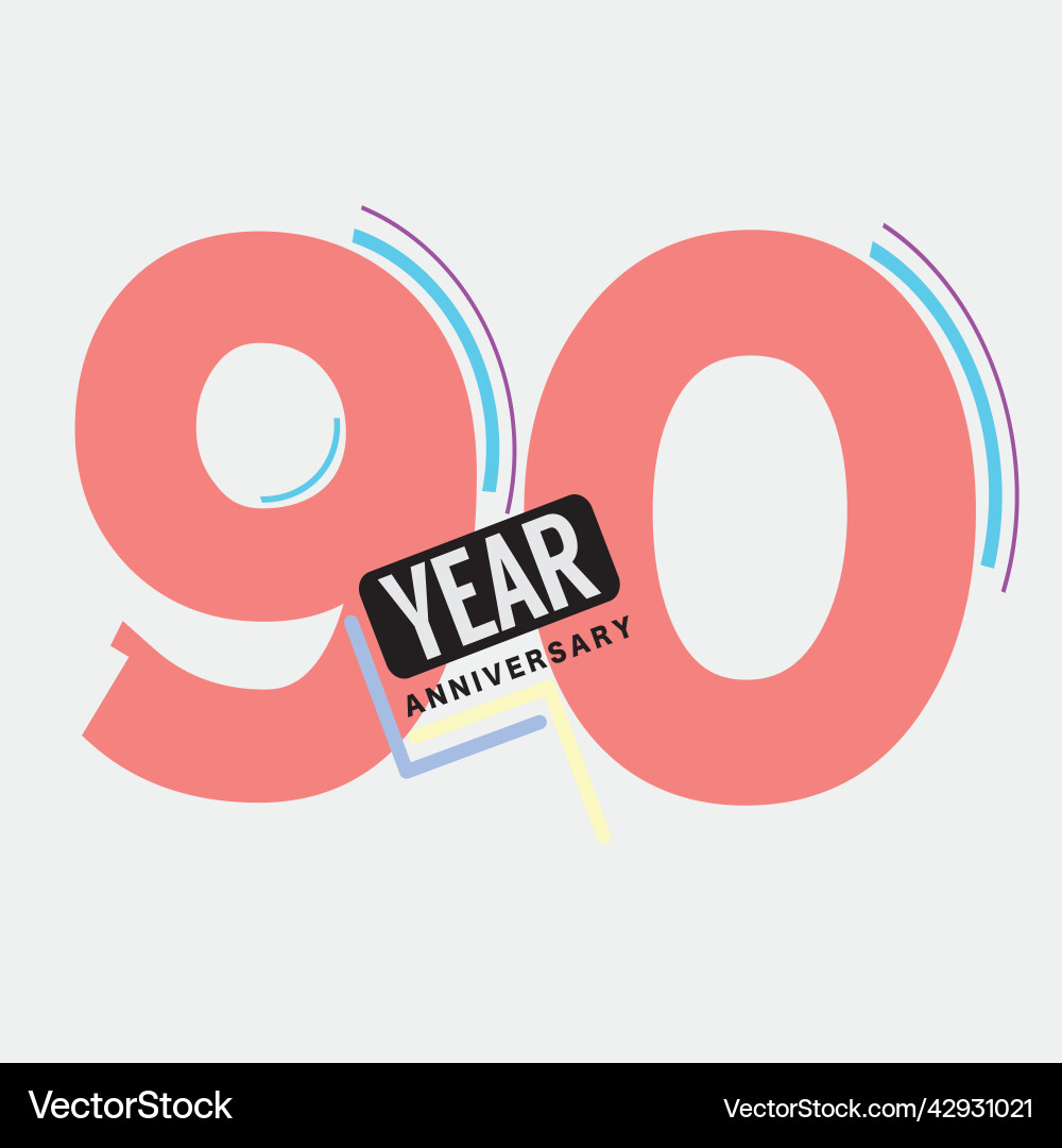 90th years anniversary logo birthday celebration Vector Image