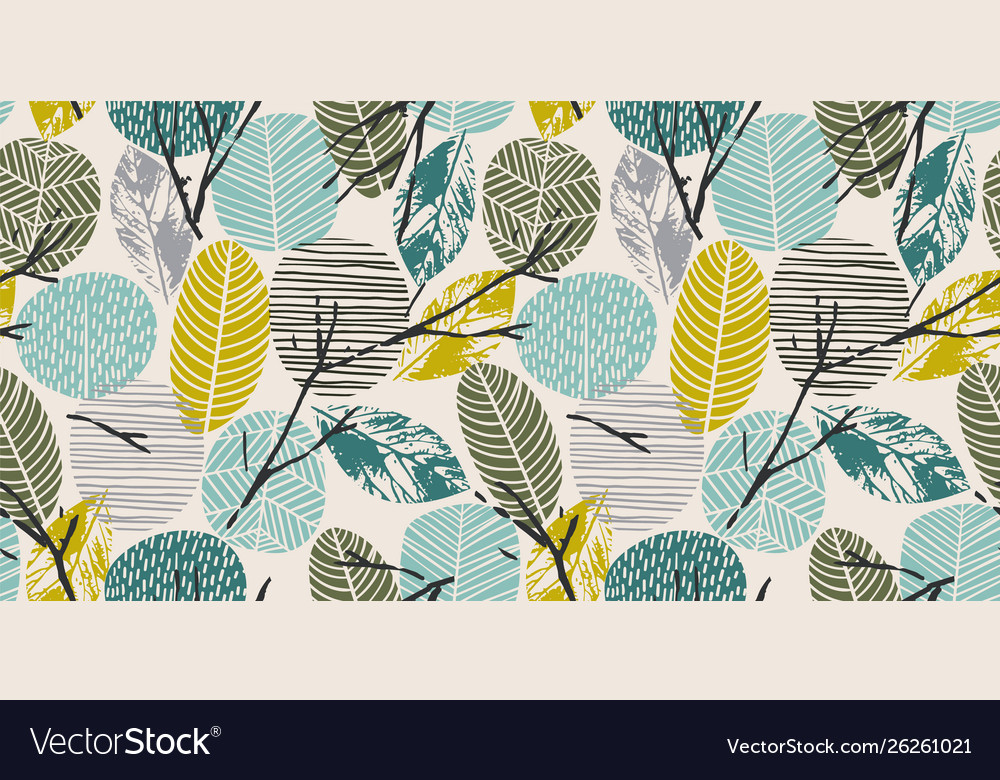Abstract autumn seamless pattern with trees Vector Image
