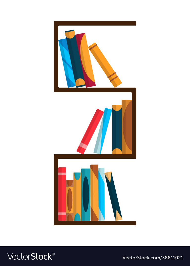 Bookshelf with colorful books back to school Vector Image