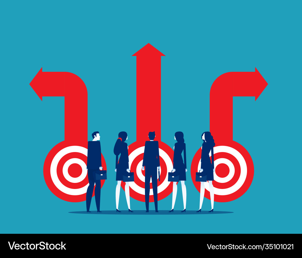 Business team looking target direction Royalty Free Vector