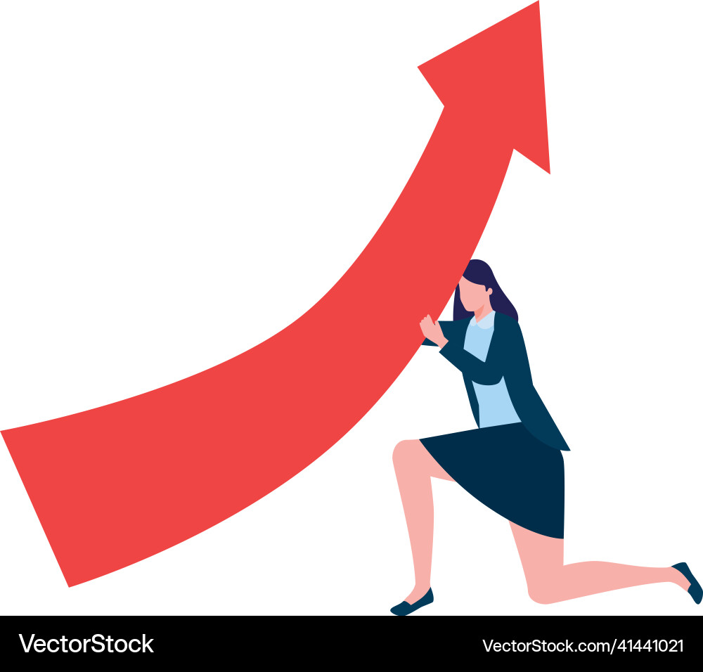 Businesswoman with arrow up Royalty Free Vector Image