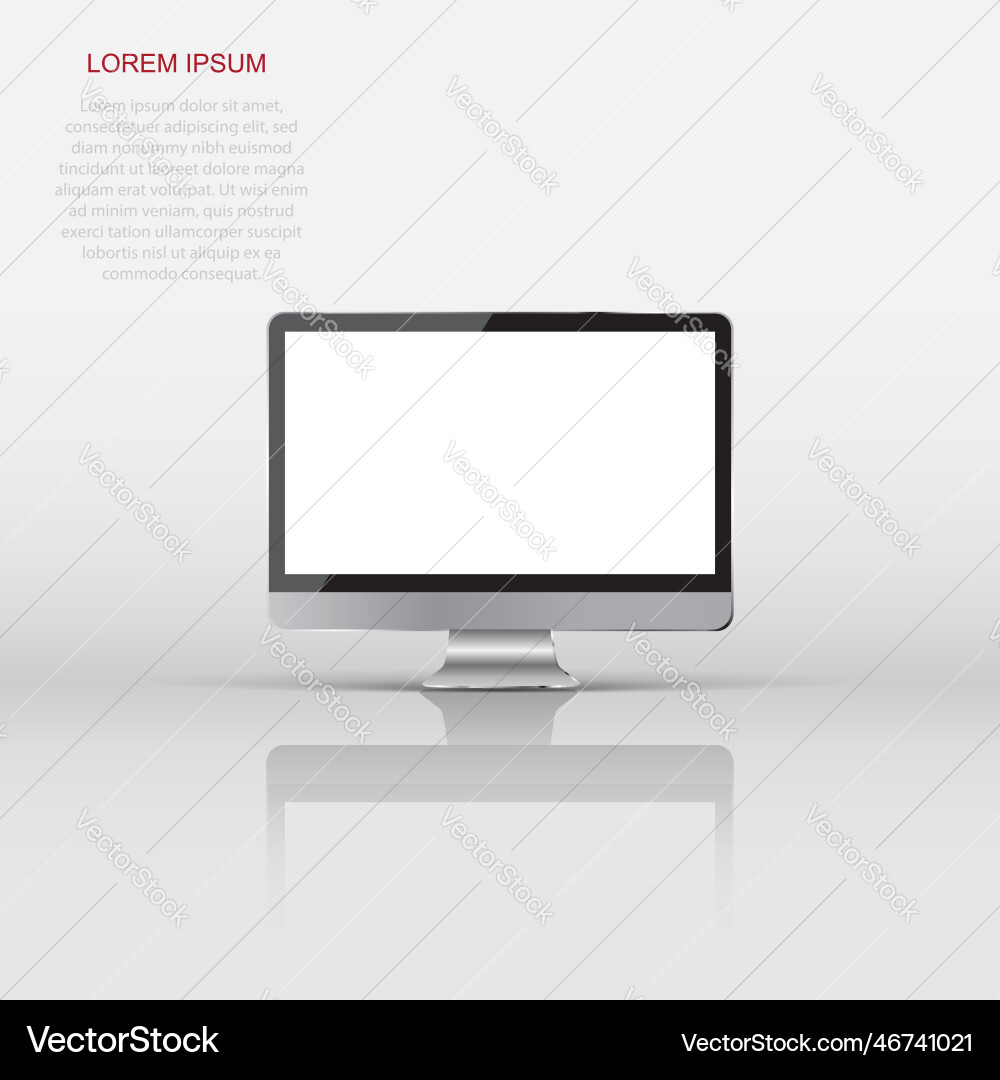 Desktop computer flat icon realistic Royalty Free Vector