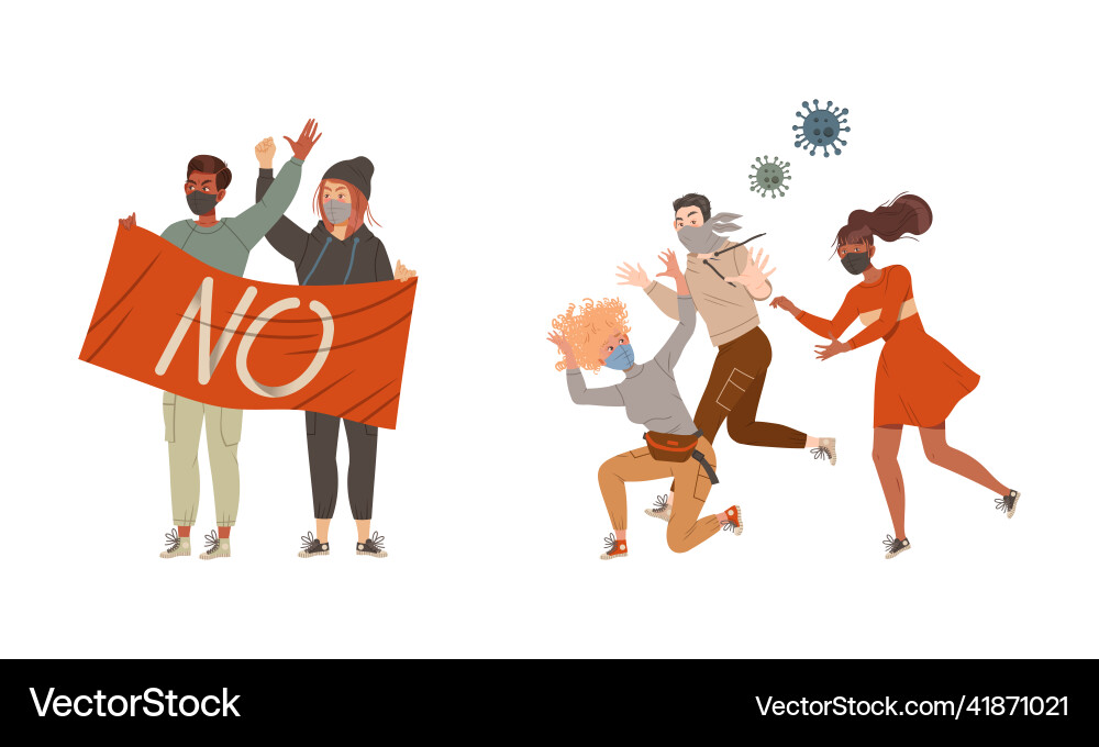 Eco activists protesting against environmental Vector Image