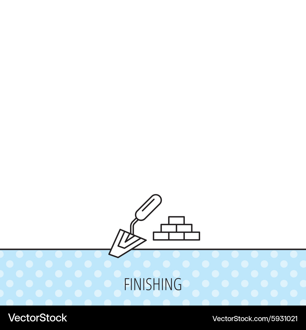 Finishing icon spatula with bricks sign Royalty Free Vector