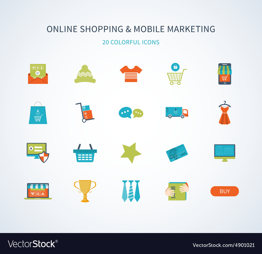 Flat design with e-commerce and online Royalty Free Vector