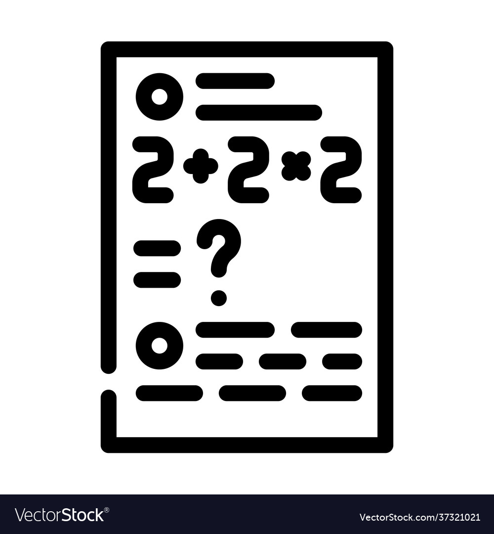 Math problems line icon black Royalty Free Vector Image