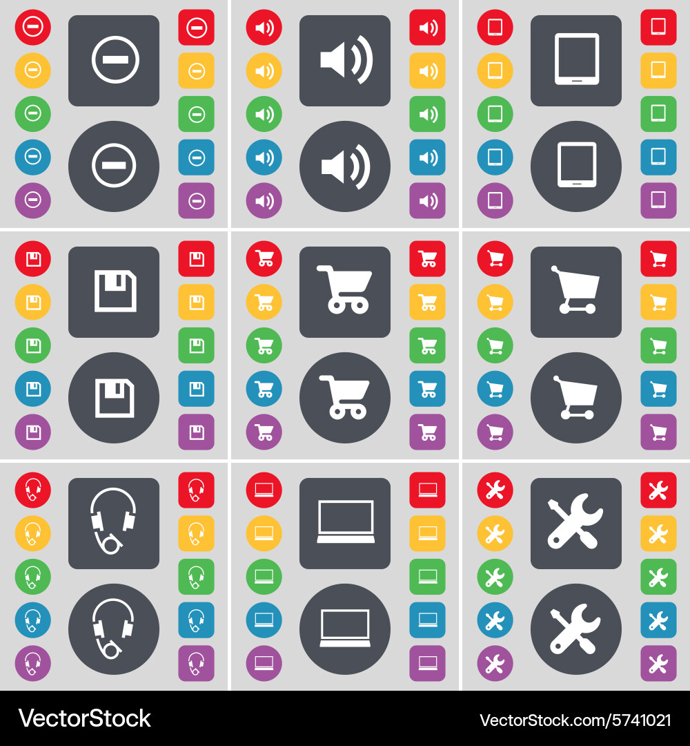 Minus sound tablet pc floppy shopping cart Vector Image