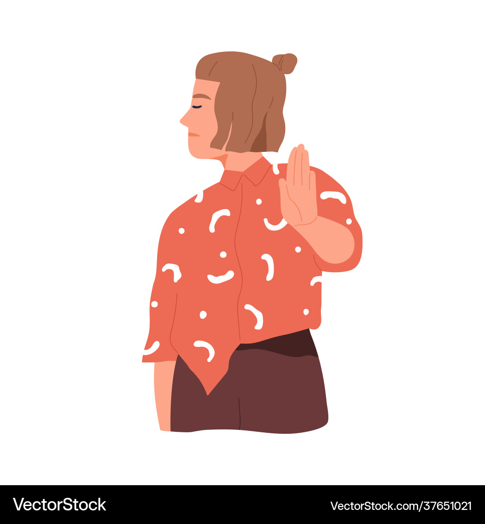 Mute communication woman ignoring smb saying Vector Image
