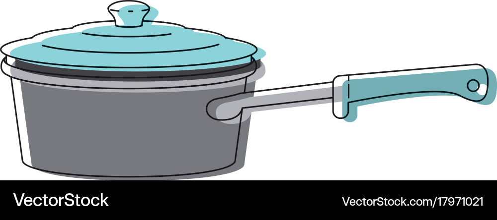 Pan with handle and lid colorful watercolor Vector Image