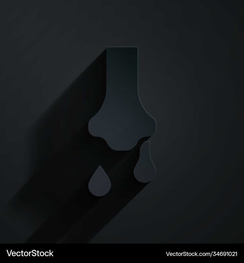 Paper cut runny nose icon isolated on black Vector Image