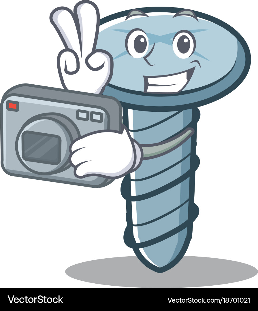 Photographer screw character cartoon style Vector Image