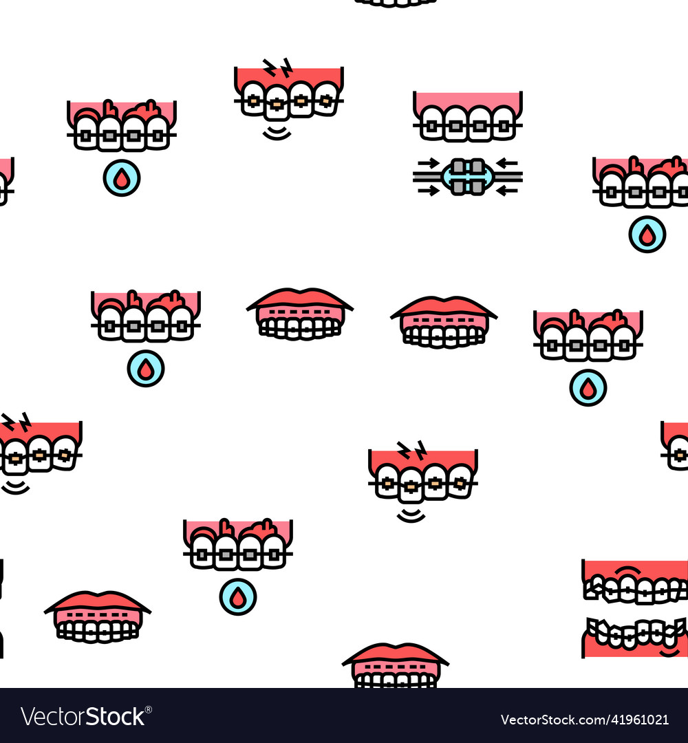 Tooth braces accessory seamless pattern Royalty Free Vector