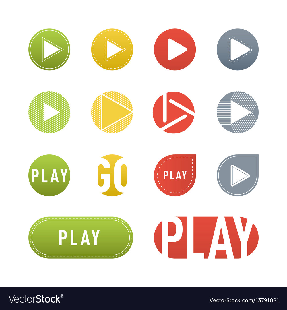 Ui interface button play media internet isolated Vector Image