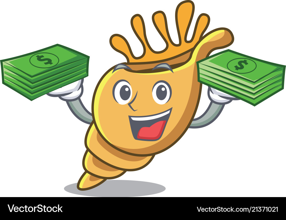 With money bag exotic shell mascot cartoon Vector Image