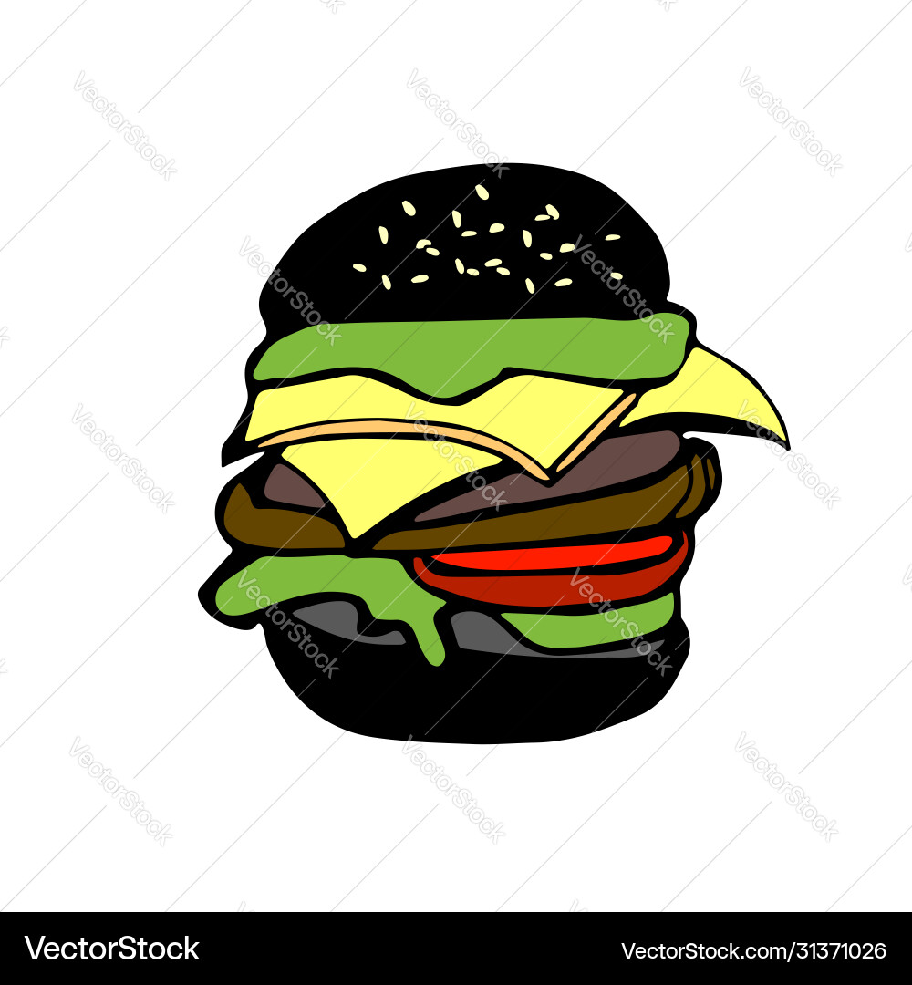 A black gamburger in cartoon Royalty Free Vector Image