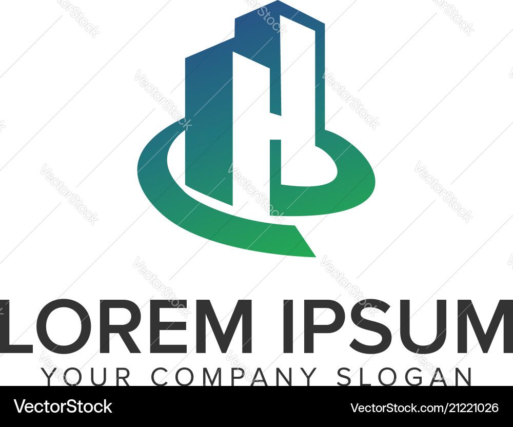 Building with letter h logo design concept Vector Image