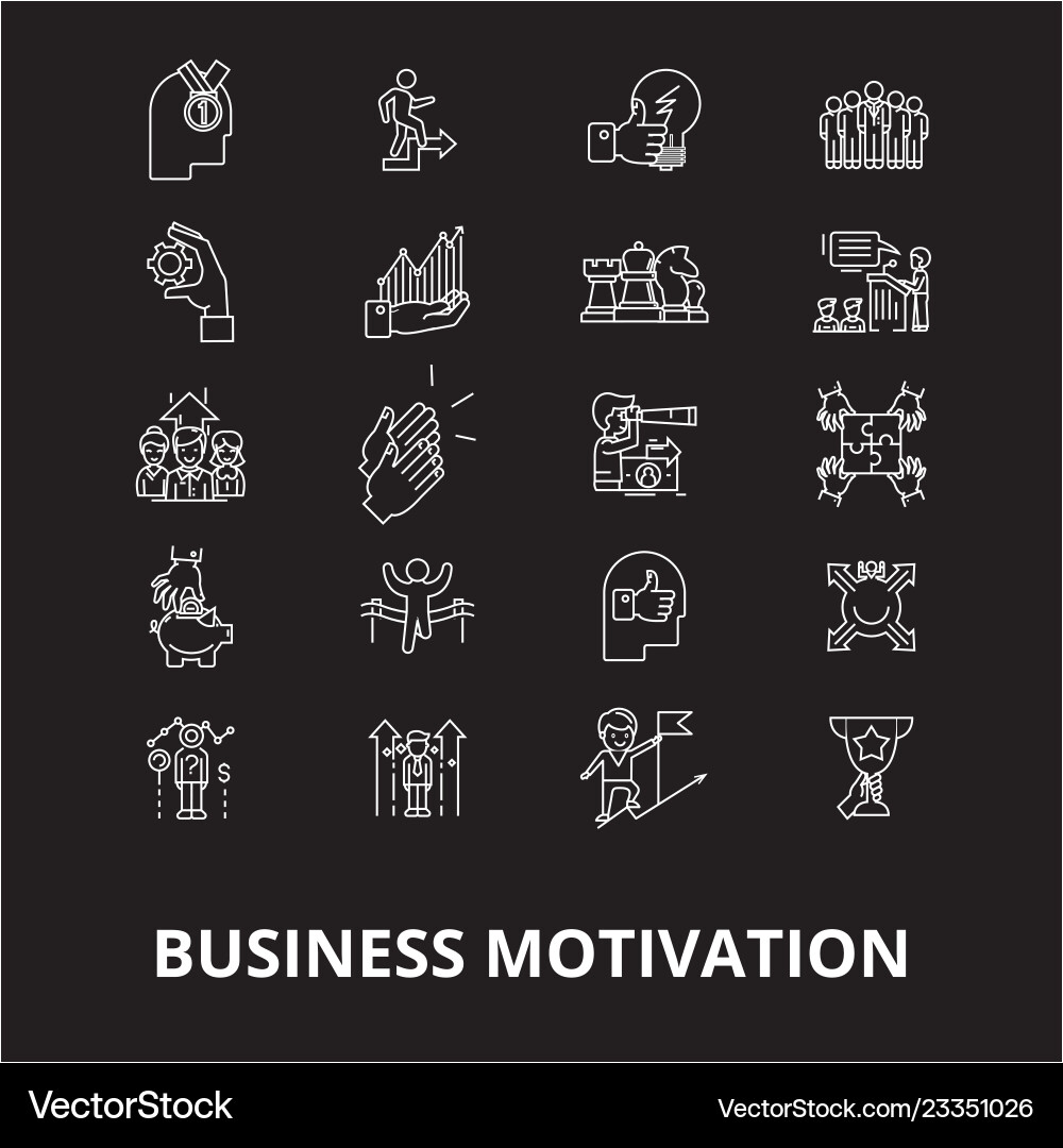 Business motivation editable line icons set Vector Image