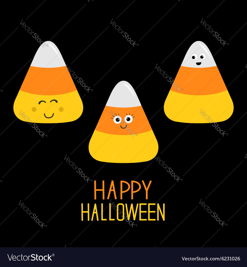 Candy corn set with funny faces Happy Halloween Vector Image