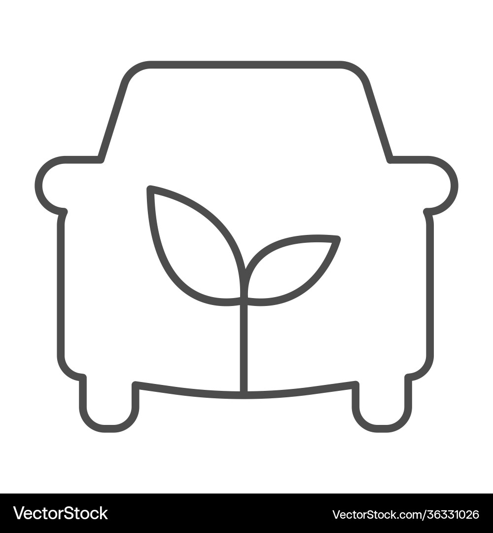 Car and sprout thin line icon electric Royalty Free Vector