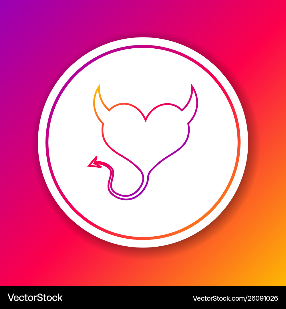 Color line devil heart with horns and a tail icon Vector Image