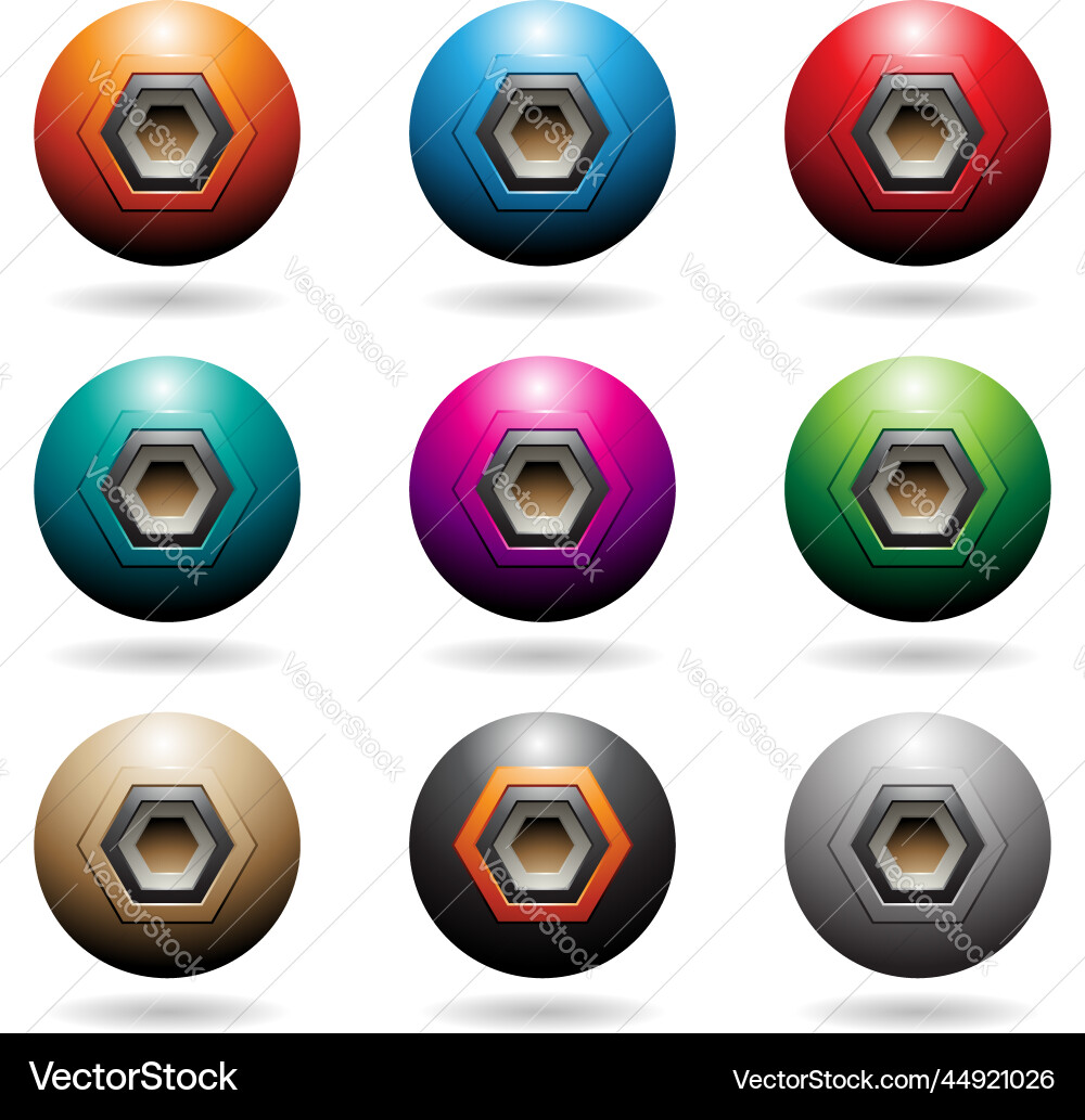 Colorful embossed sphere loudspeaker icons Vector Image