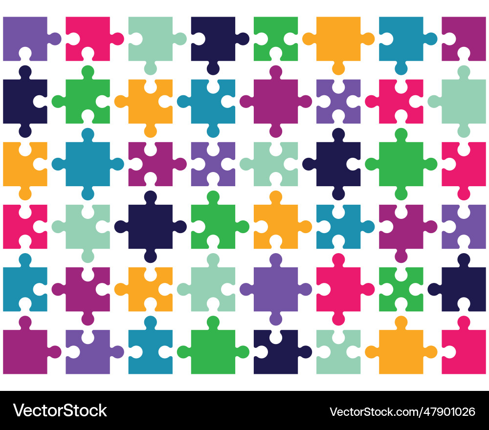Colorful shiny puzzle separate pieces Royalty Free Vector