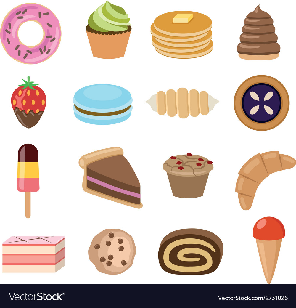 Desserts collection Royalty Free Vector Image - VectorStock