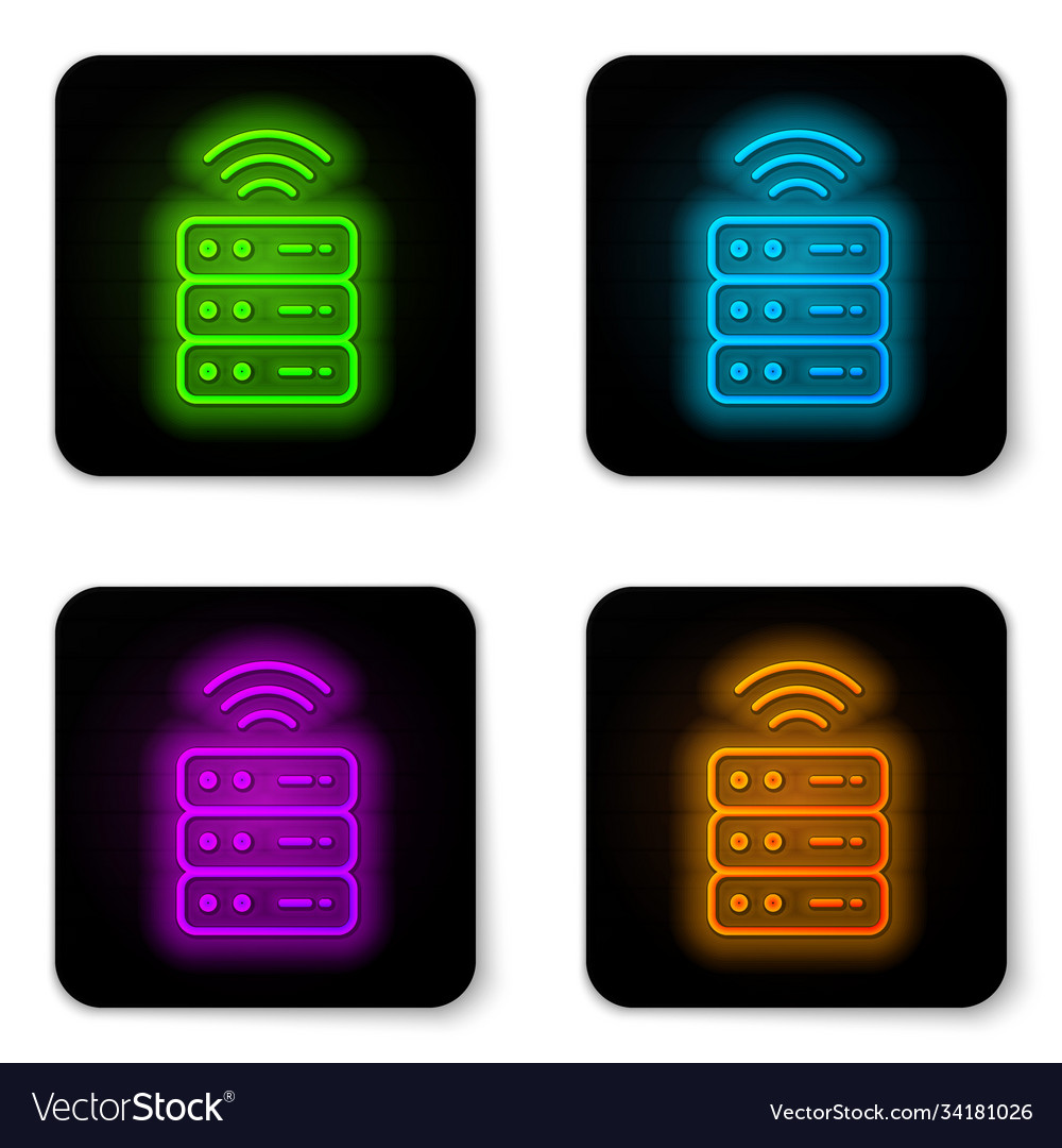 Glowing neon line smart server data web hosting Vector Image