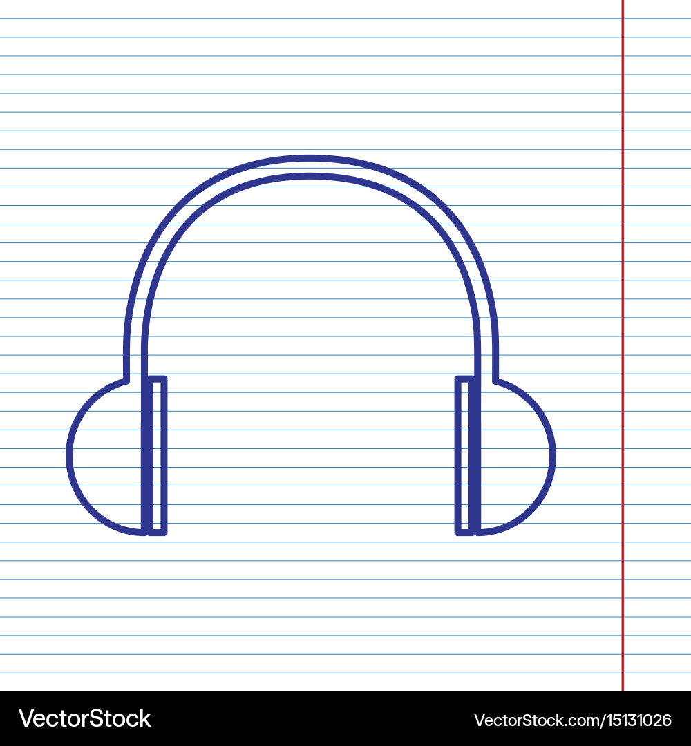 Headphones sign navy line Royalty Free Vector Image