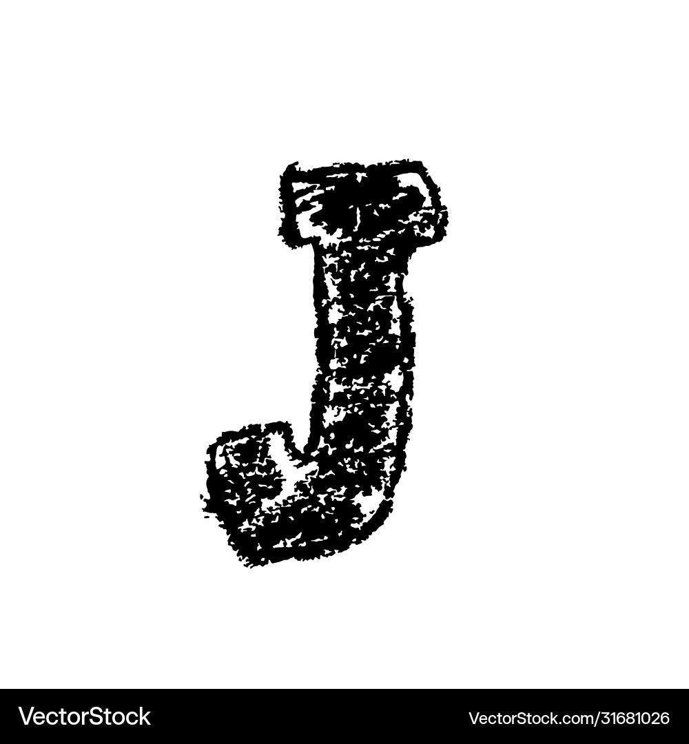 Letter j handwritten chalk bold font Royalty Free Vector