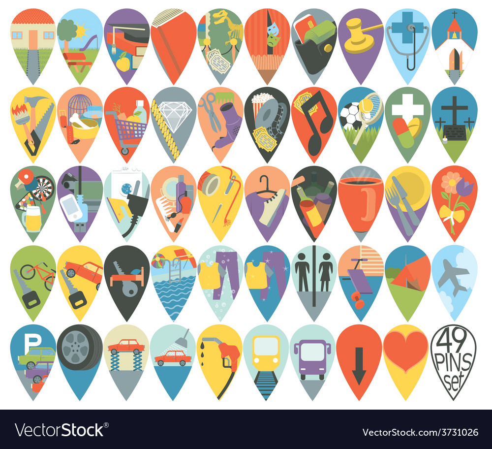 Mega set of map pins Royalty Free Vector Image
