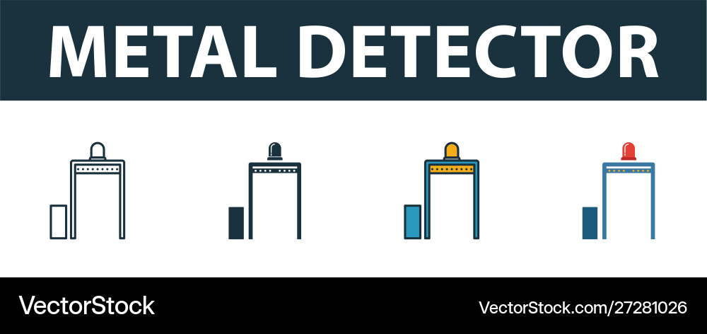 Metal detector icon set premium symbol Royalty Free Vector