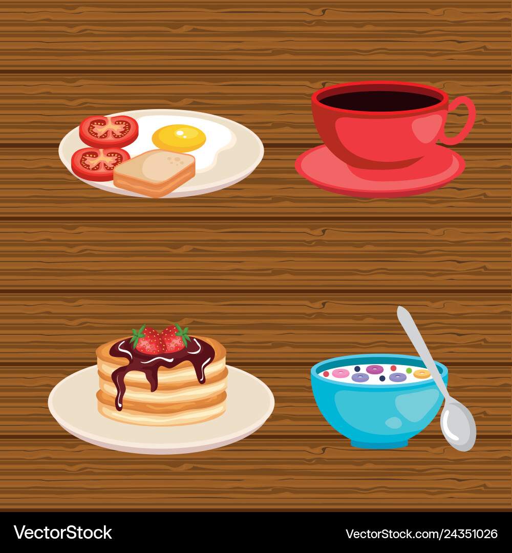 Set breakfast food fresh nutrition Royalty Free Vector Image